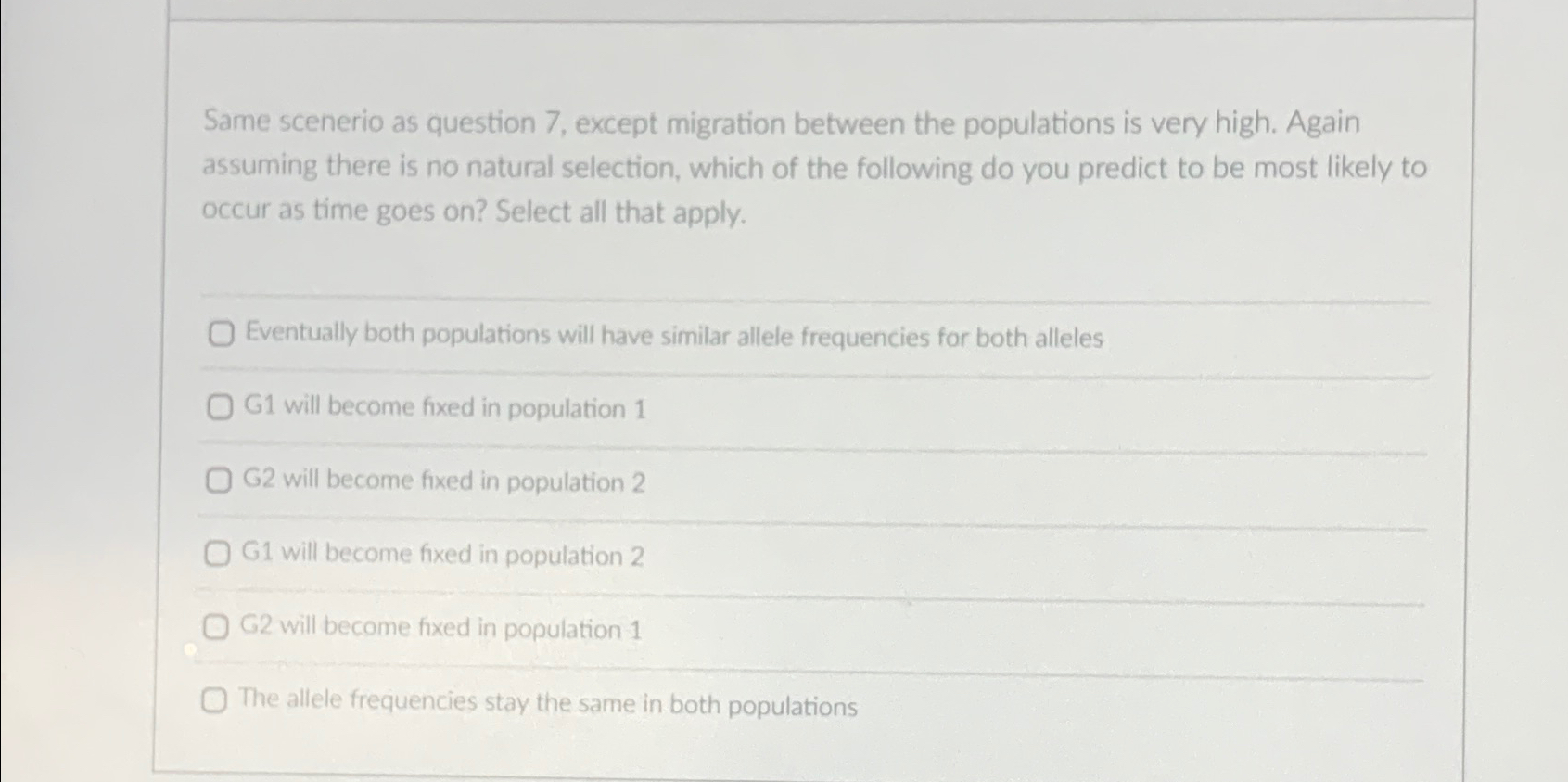 Solved Same scenerio as question 7, ﻿except migration | Chegg.com