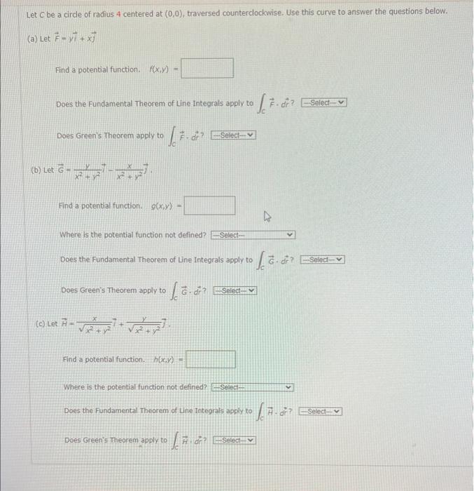 Solved be a circle of radius 4 centered at (0,0), traversed | Chegg.com