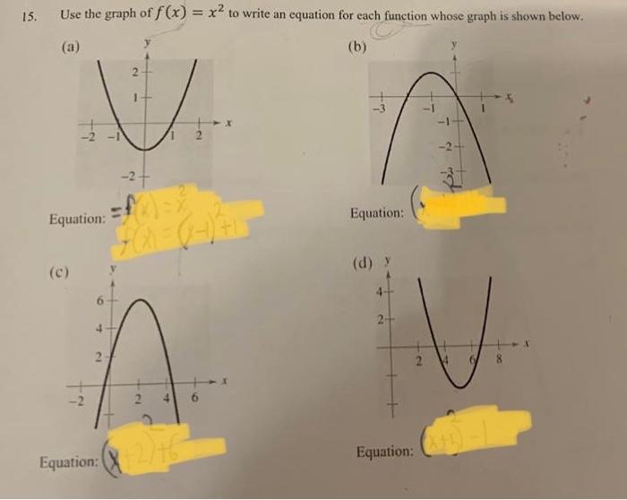 Solved 15 Use The Graph Of F x x2 To Write An Equation For Chegg