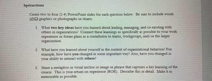 Solved Create two to four (2-4) PowerPoint slides for each | Chegg.com