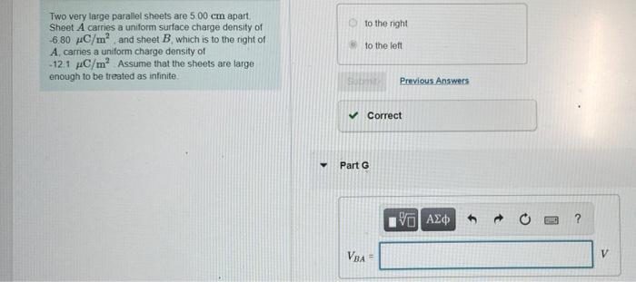 Solved to the right Two very large parallel sheets are 5 00 | Chegg.com