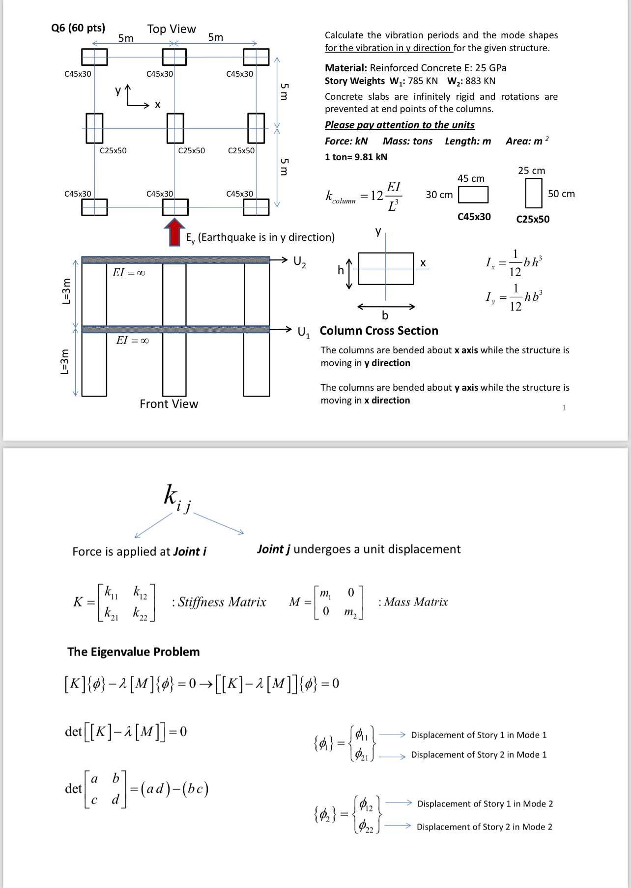 Calculate the vibration periods and the mode shapes | Chegg.com