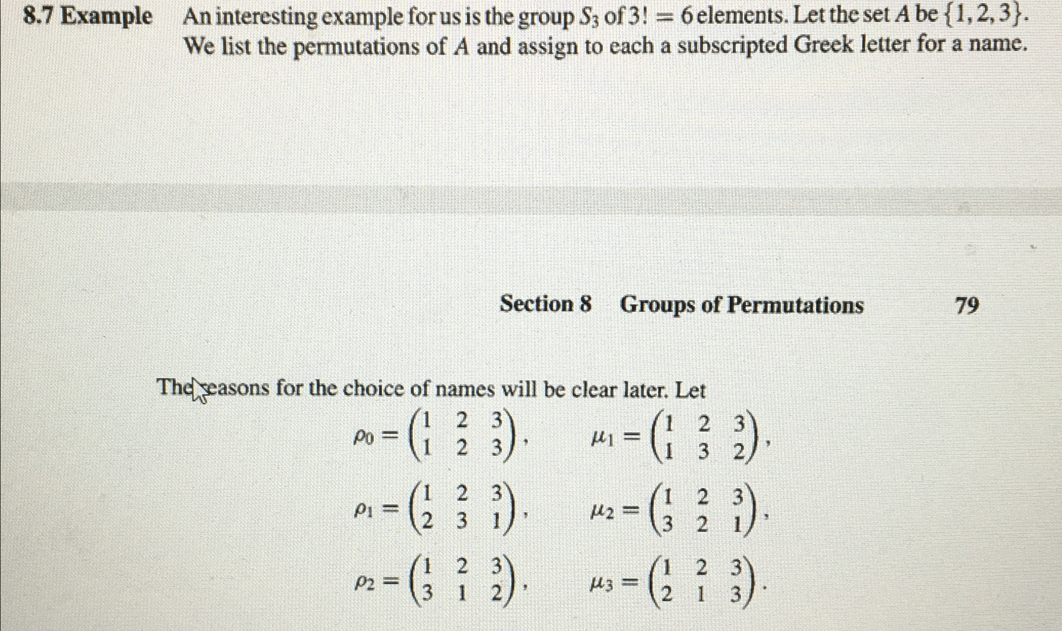 Solved 18) ﻿ Comsider the group s3 ﻿of example 8.7a) ﻿find | Chegg.com