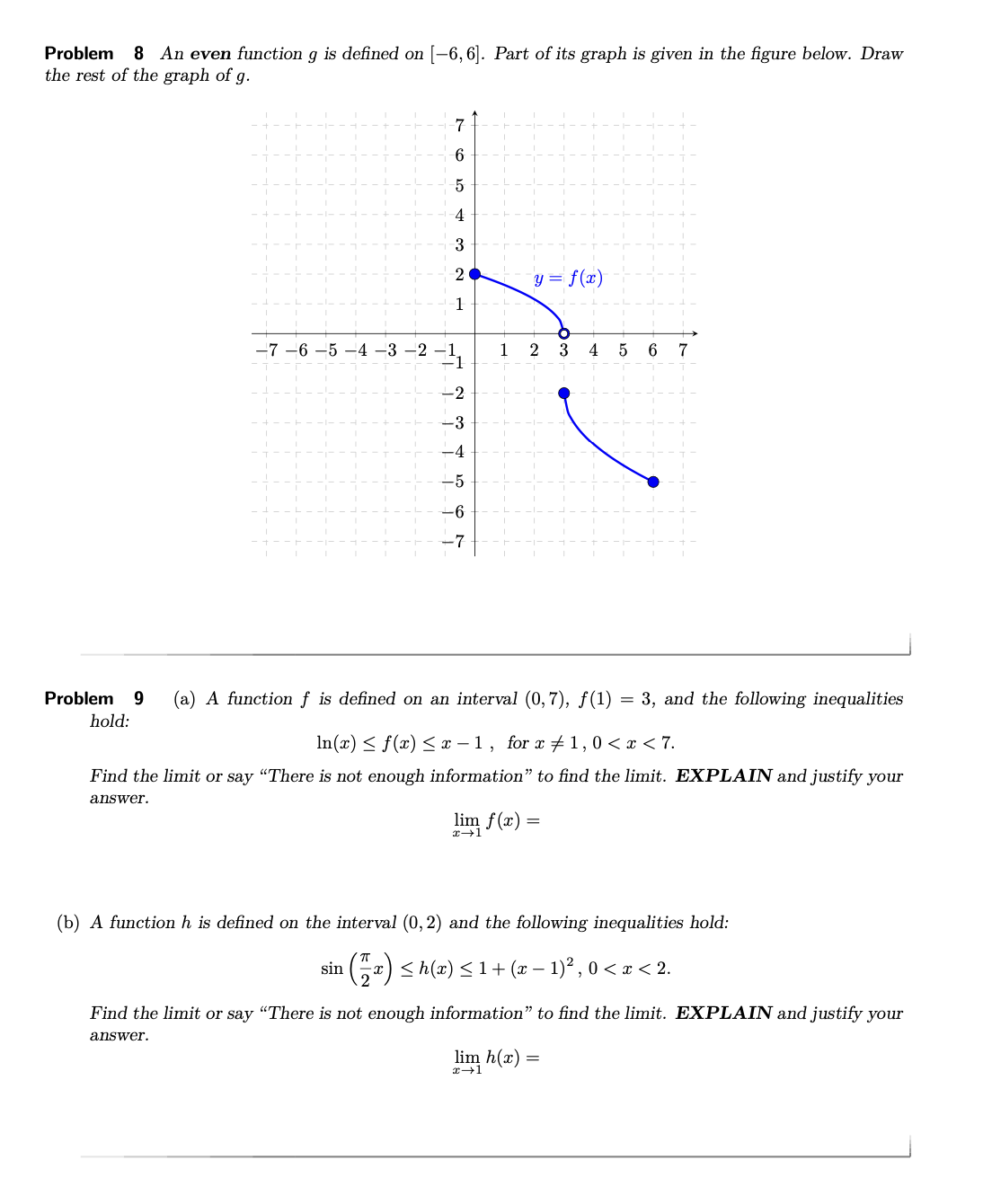 Solved Problem 8 ﻿An even function g ﻿is defined on -6,6. | Chegg.com