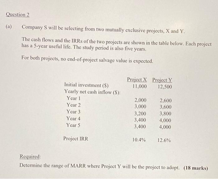 Solved Company S will be selecting from two mutually | Chegg.com