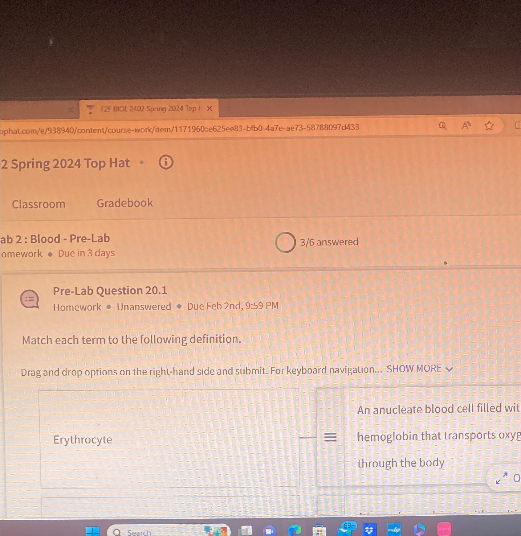 Solved 2 ﻿Spring 2024 ﻿Top HatClassroomGradebookab 2 ﻿: | Chegg.com