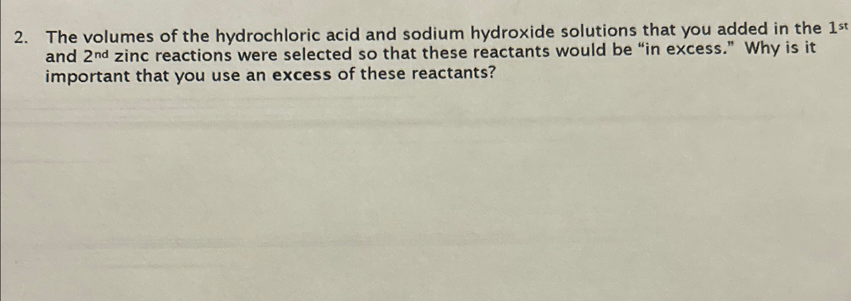Solved The volumes of the hydrochloric acid and sodium | Chegg.com