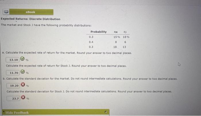 Solved Expected Returns: Discrete Distribution The market | Chegg.com