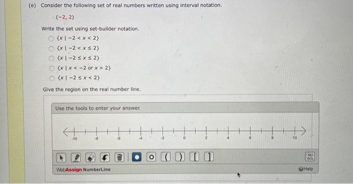 Solved (e) Consider the following set of real numbers | Chegg.com