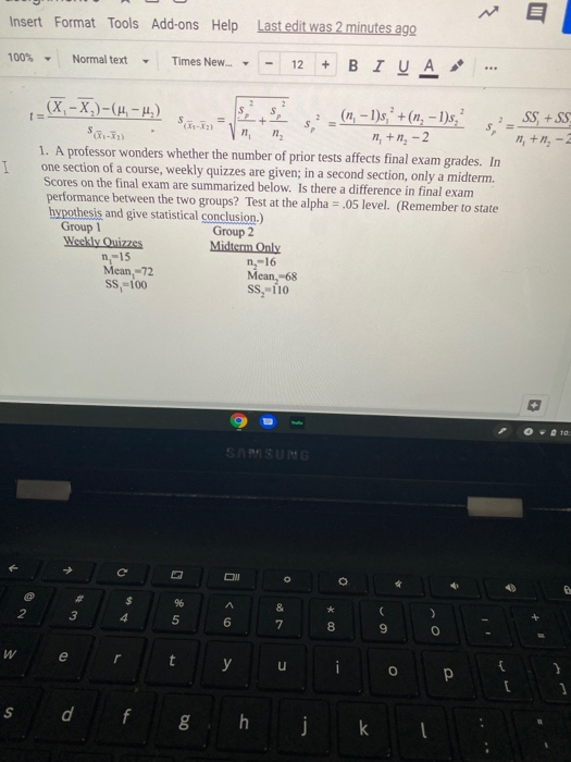 Solved Insert Format Tools Add-ons Help LO Last edit was 2 | Chegg.com