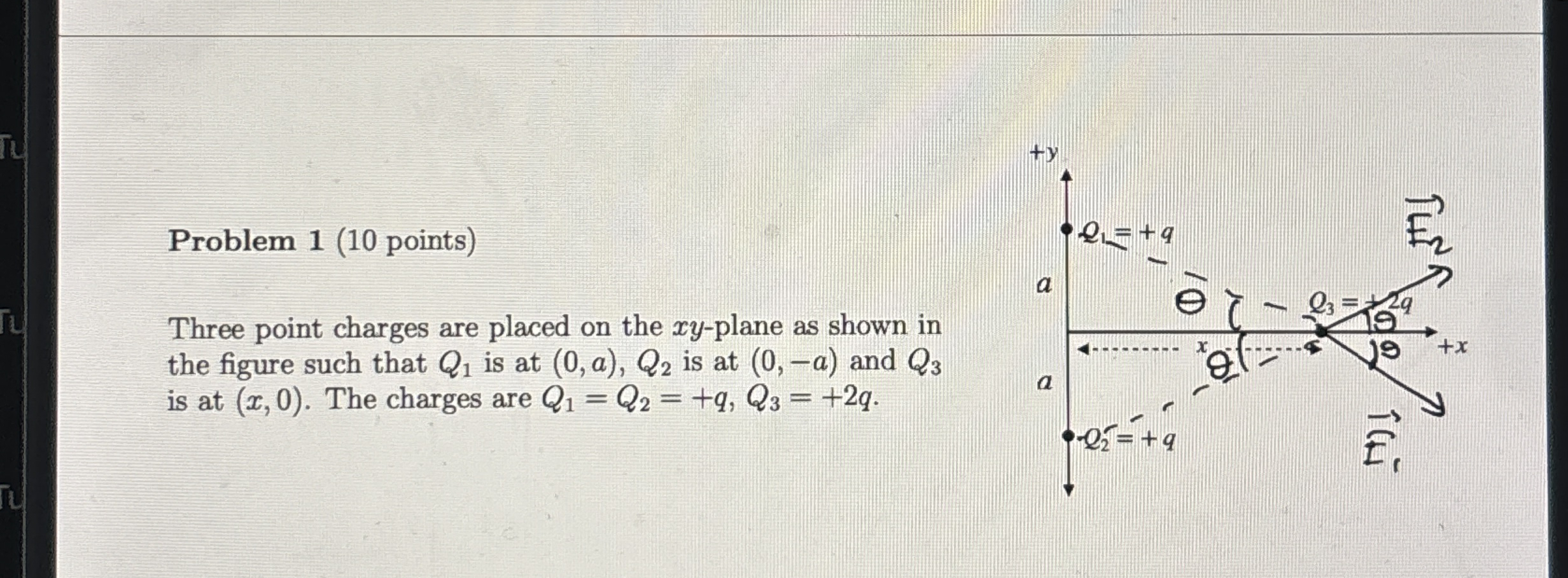 Solved Problem 1 (10 ﻿points)Three point charges are placed | Chegg.com