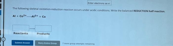 Solved The following skeletal oxidation-reduction reaction | Chegg.com
