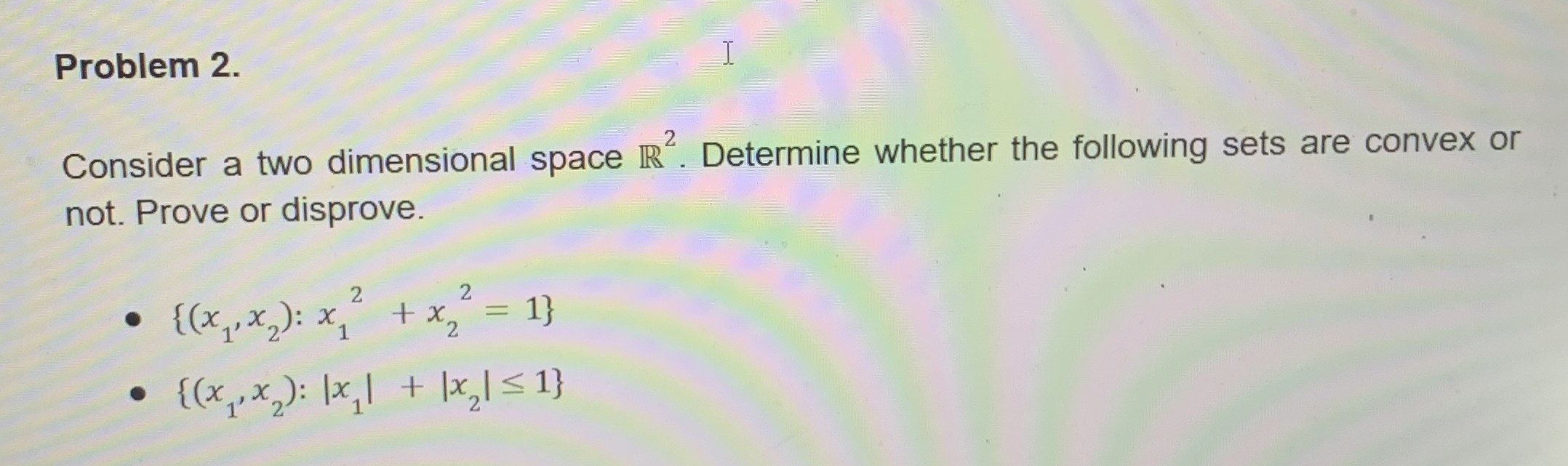 Solved Problem 2.Consider a two dimensional space R2. | Chegg.com