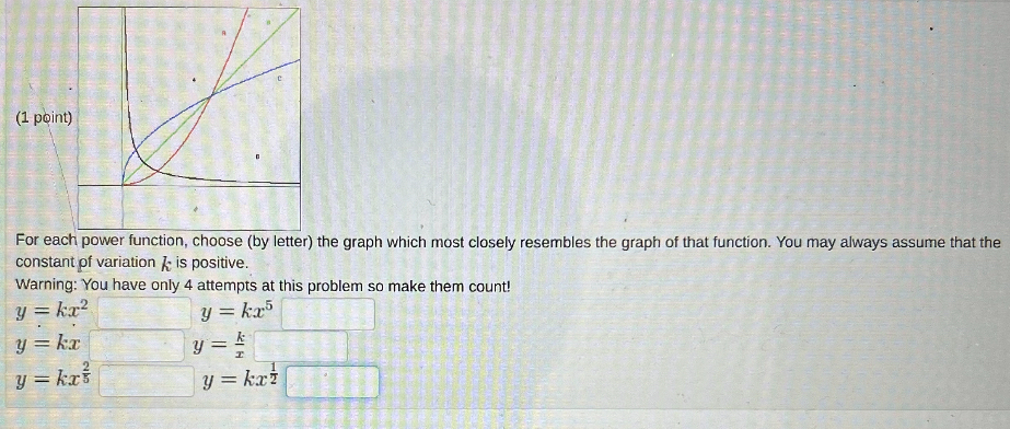Solved For each power function, choose (by letter) ﻿the | Chegg.com
