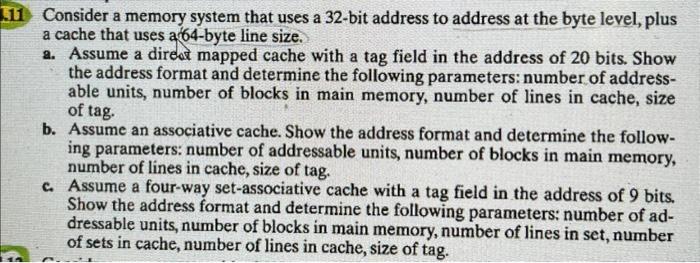 Solved 1 Consider a memory system that uses a 32 -bit | Chegg.com