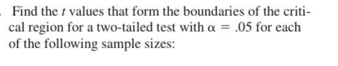 Solved Find the t values that form the boundaries of the | Chegg.com