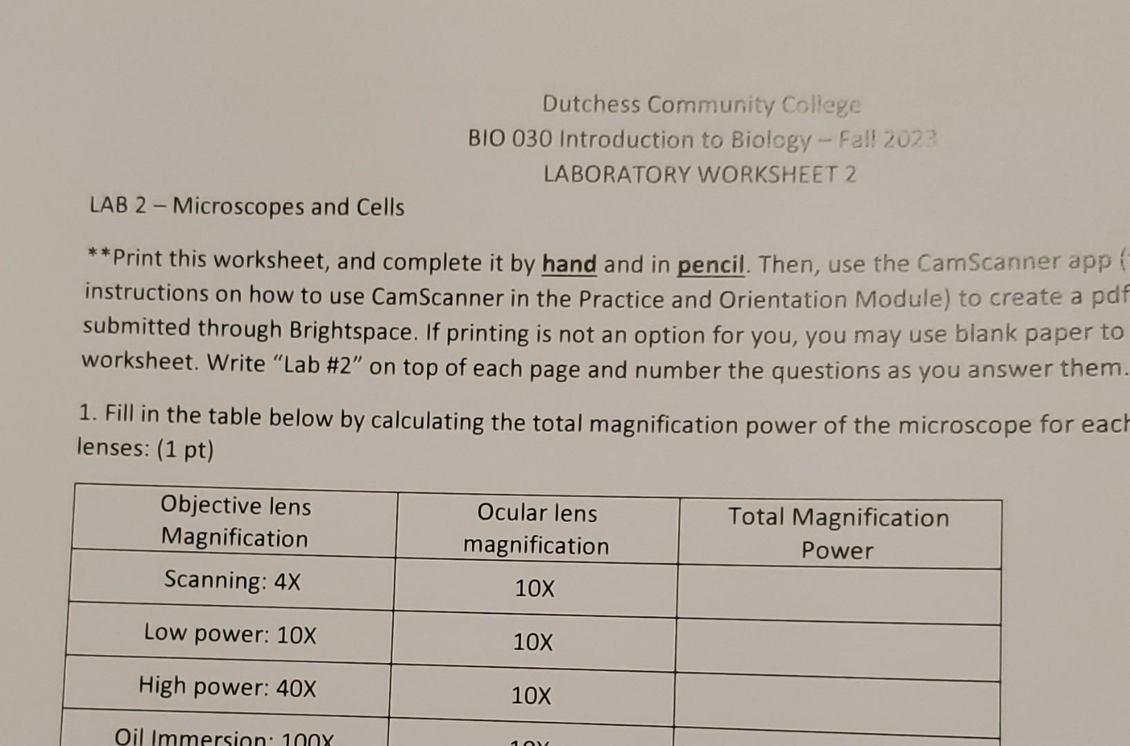 Solved BIO 030 Introduction to Biology - Fall 2023 | Chegg.com