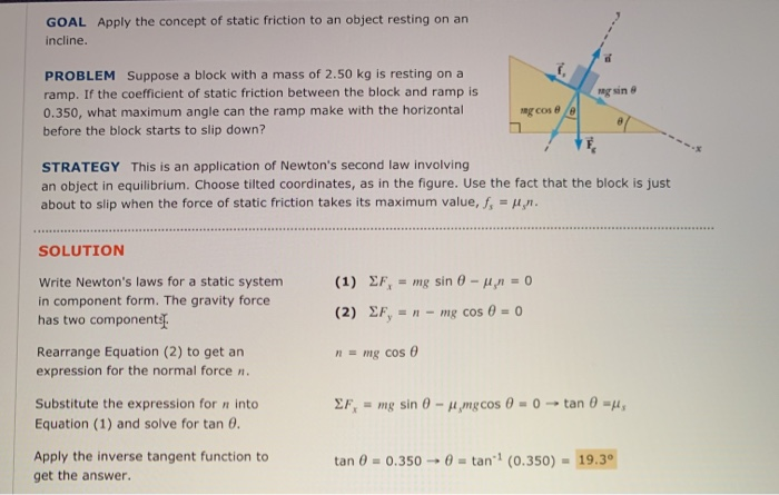 Solved GOAL Apply the concept of static friction to an | Chegg.com
