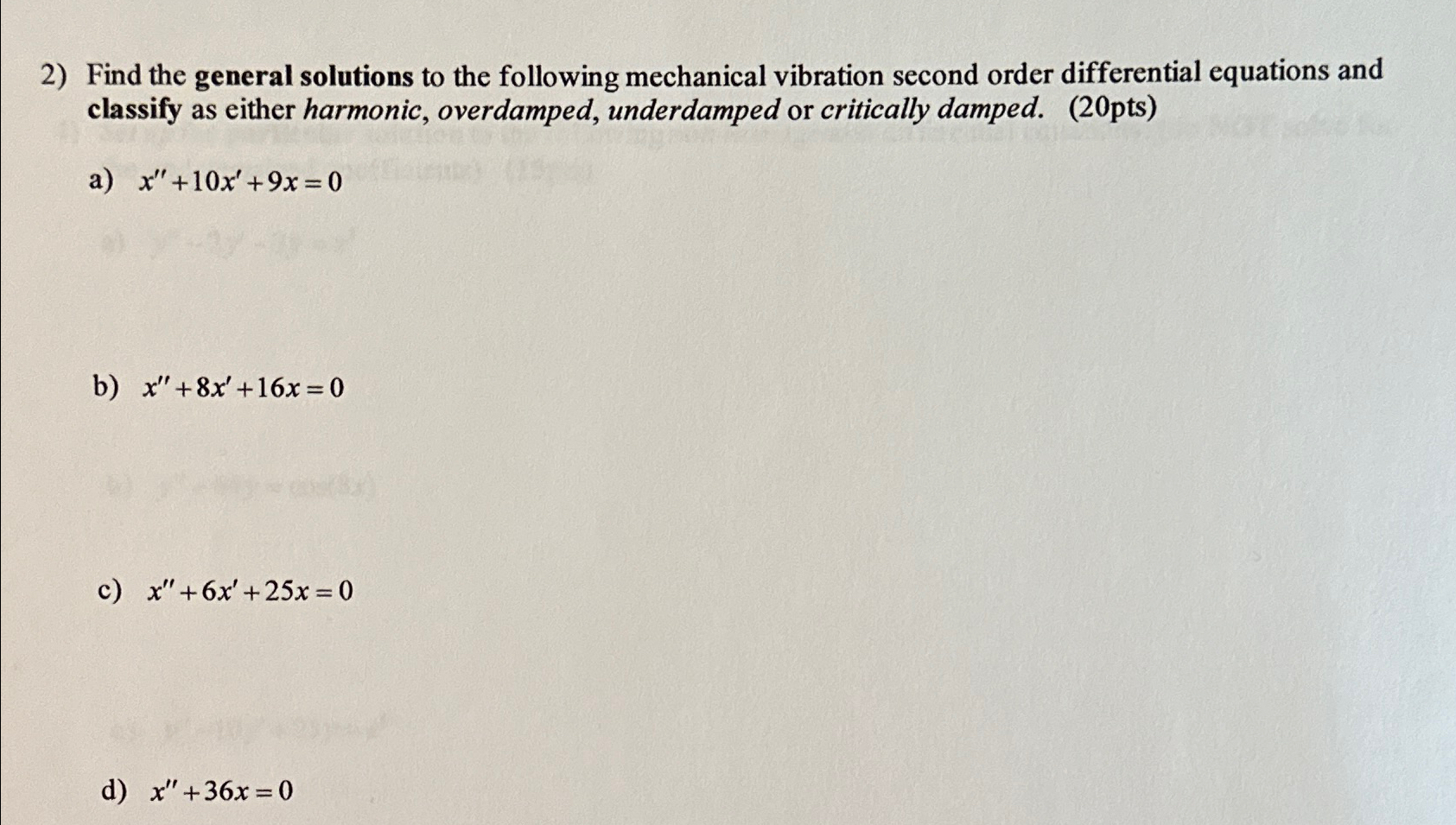 Find the general solutions to the following | Chegg.com