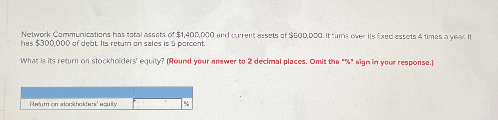 Solved Network Communications has total assets of $1,400,000 | Chegg.com