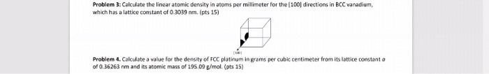 Solved Problem 3 Calculate The Linear Atomic Density In