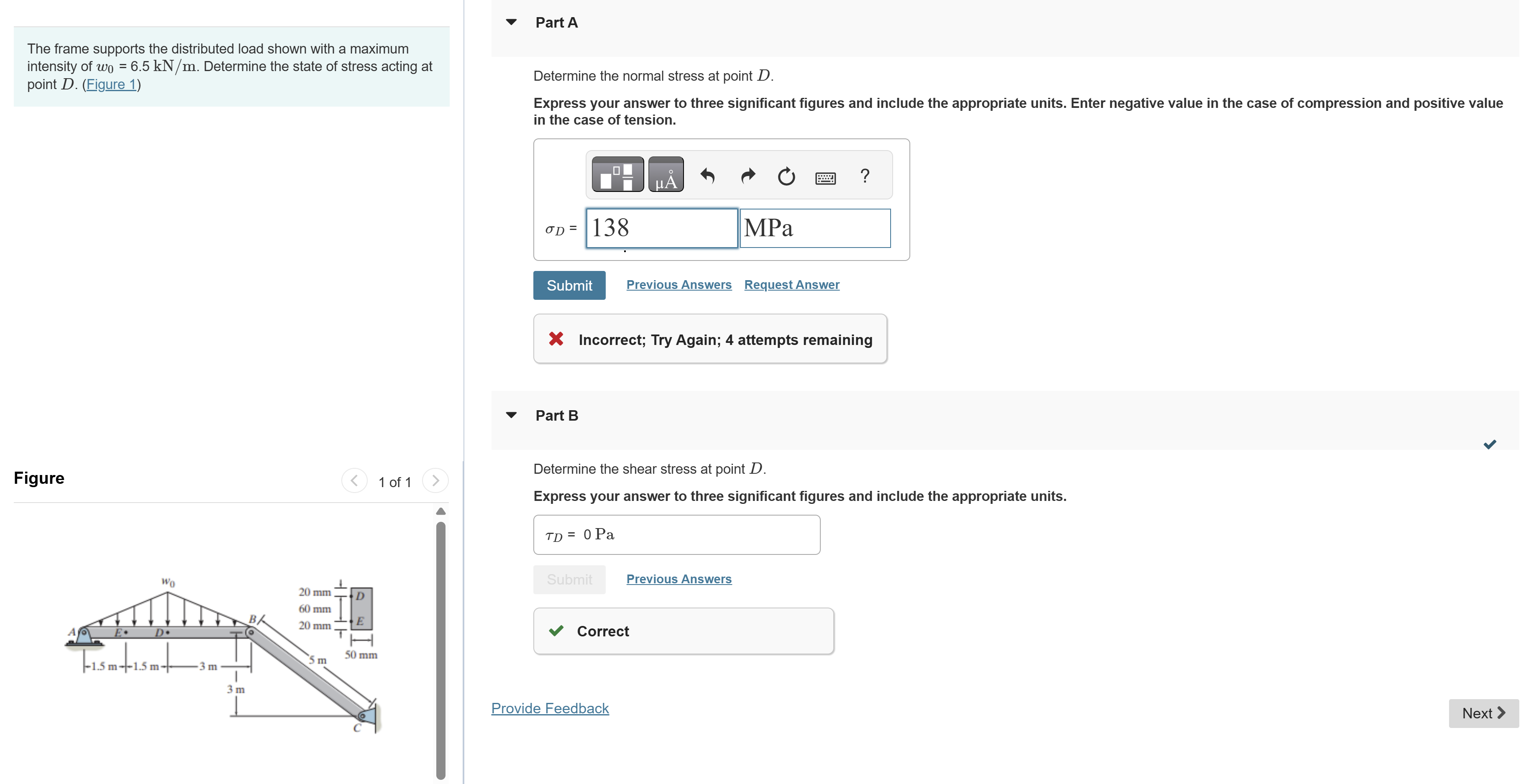 Solved The frame supports the distributed load shown with a | Chegg.com