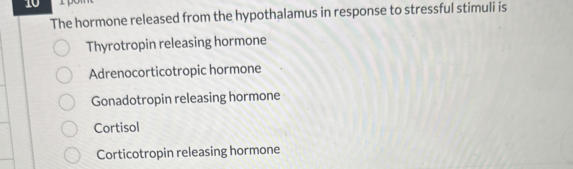 Solved The hormone released from the hypothalamus in | Chegg.com