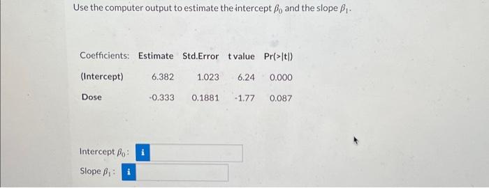 Solved Use the computer output to estimate the intercept β0 | Chegg.com
