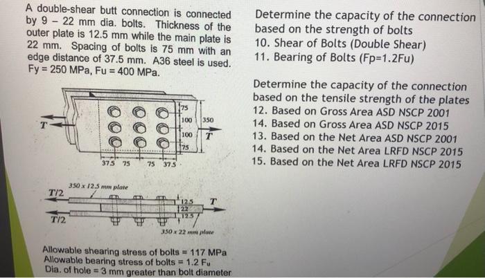 Solved A double-shear butt connection is connected by 922 mm | Chegg.com