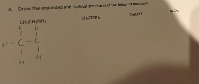 Solved 4. Draw the expanded and skeletal structures of the | Chegg.com