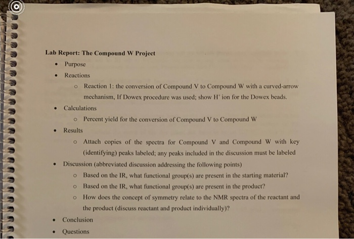 o Lab Report: The Compound W Project • Purpose . | Chegg.com