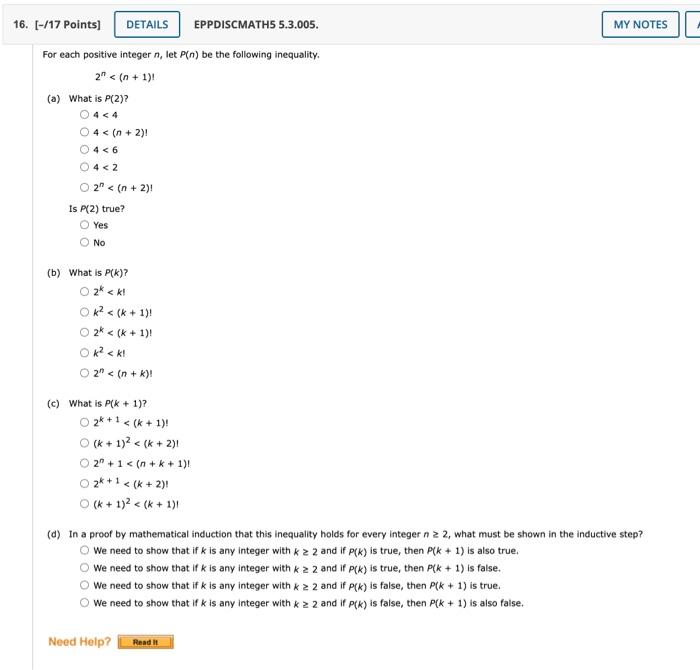 Solved 16. [-/17 Points) DETAILS EPPDISCMATHS 5.3.005. MY | Chegg.com