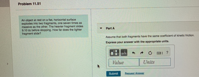 Solved Problem 11.51 An object at rest on a flat, horizontal | Chegg.com