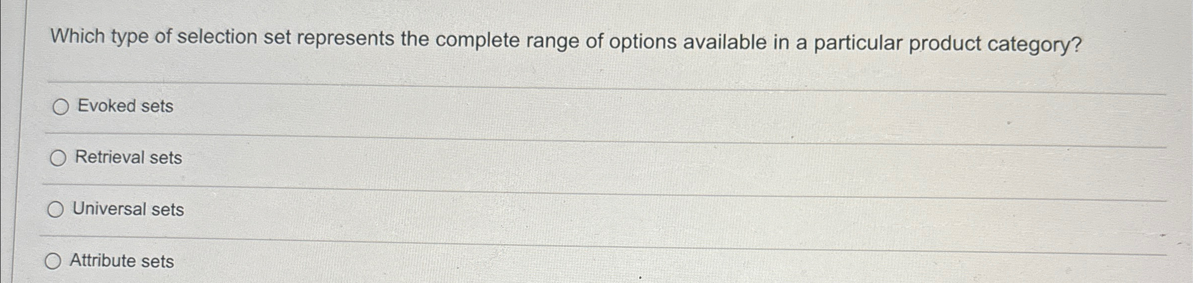 Solved Which type of selection set represents the complete | Chegg.com