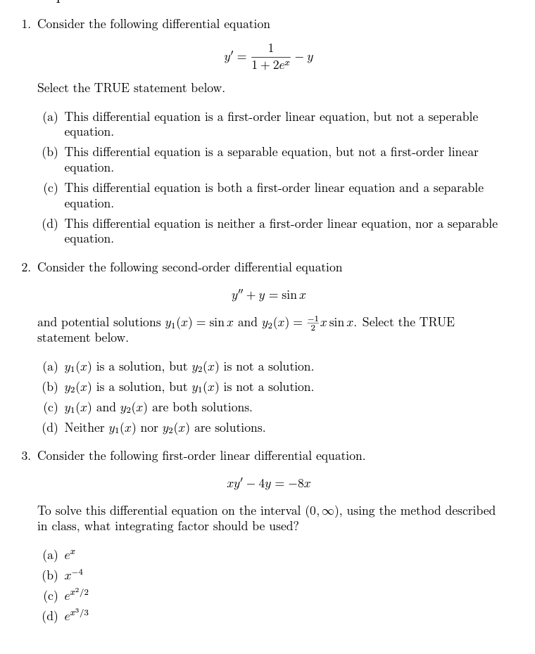 Solved Consider the following differential | Chegg.com
