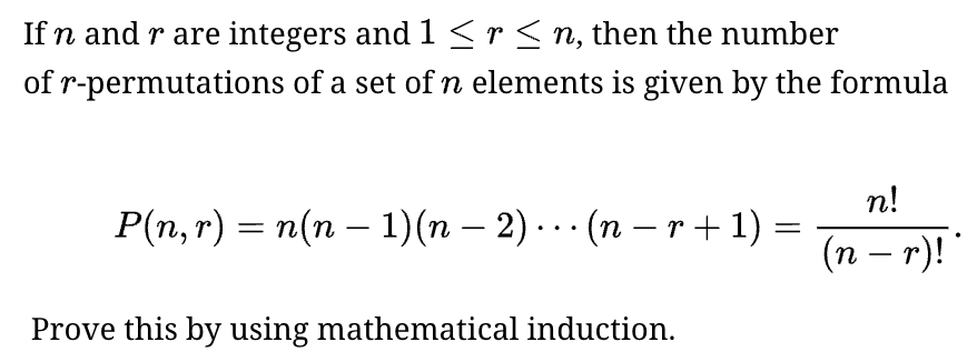 Solved If n ﻿and r ﻿are integers and 1≤r≤n, ﻿then the | Chegg.com