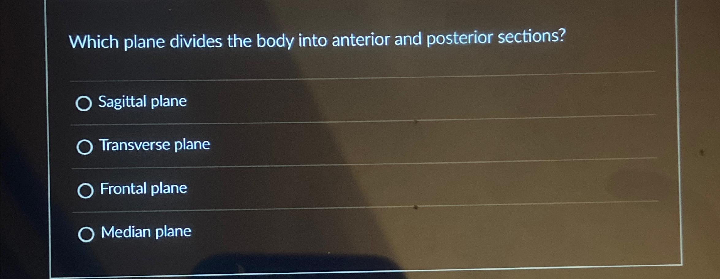 Solved Which plane divides the body into anterior and | Chegg.com