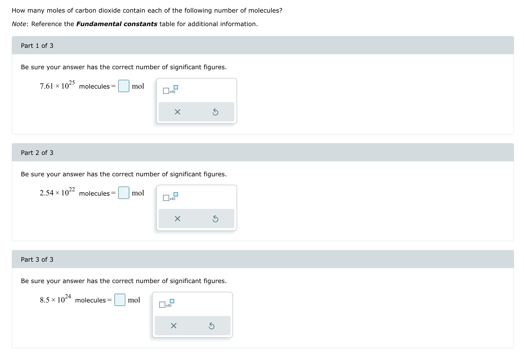 Solved How many moles of carbon dioxide contain each of the | Chegg.com