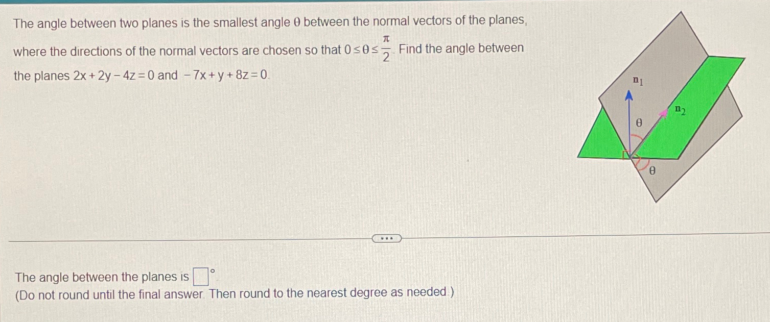 Solved The angle between two planes is the smallest angle θ | Chegg.com