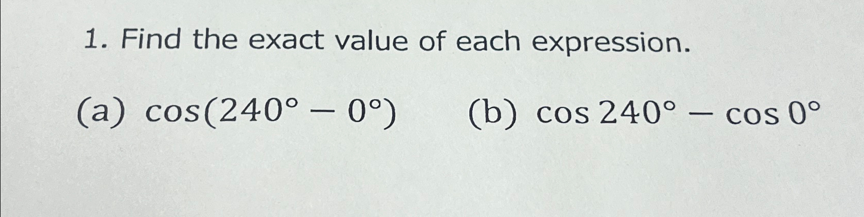Solved Find the exact value of each | Chegg.com
