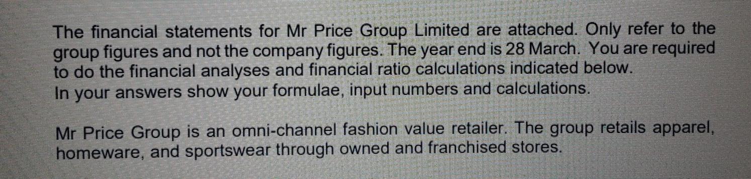 Solved The financial statements for Mr Price Group Limited | Chegg.com