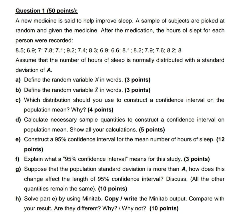 Solved Question 1 (50 points): A new medicine is said to | Chegg.com