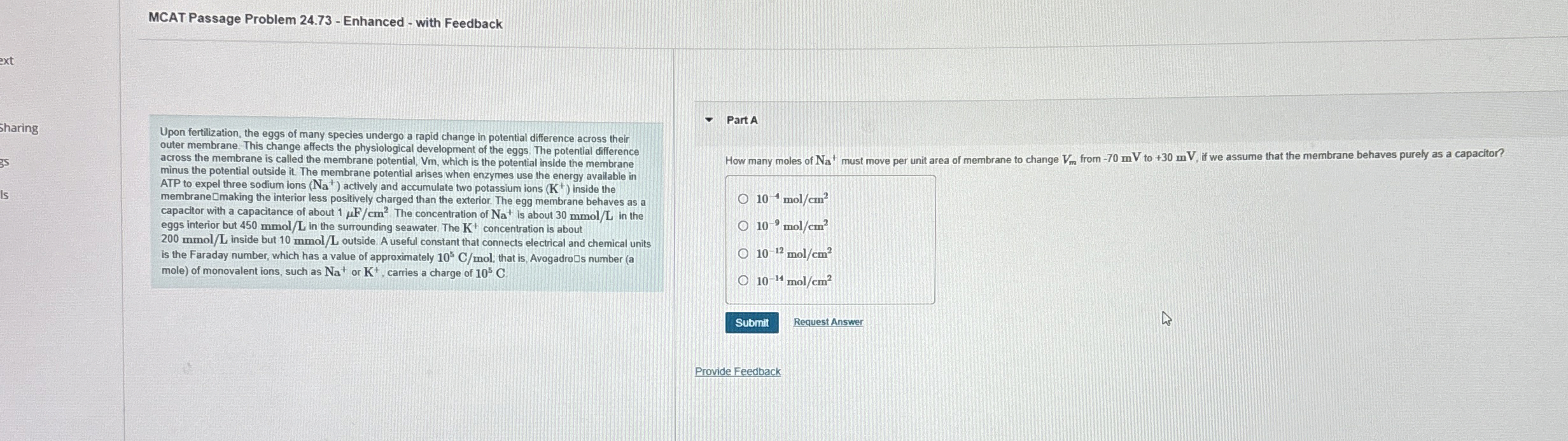Solved MCAT Passage Problem 24.73 - ﻿Enhanced - ﻿with | Chegg.com