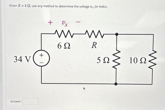 Solved Given R=8Ω, use any method to determine the voltage | Chegg.com