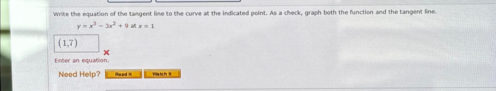 Write the equation of the tangent line to the curve | Chegg.com