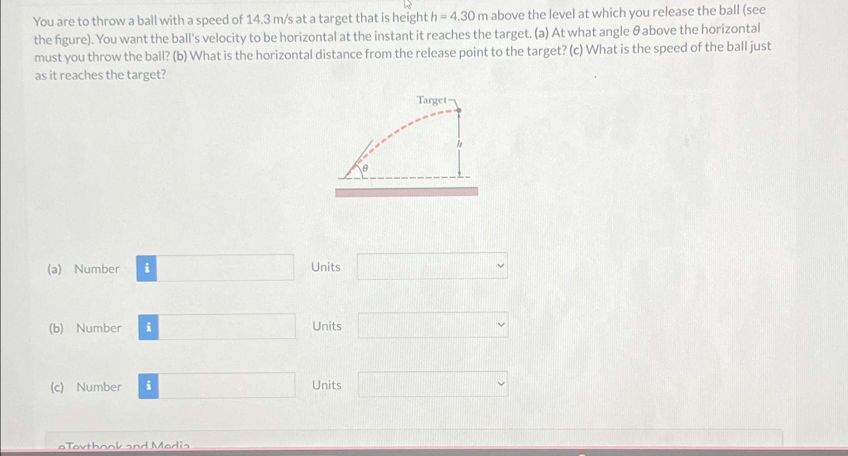 Solved You are to throw a ball with a speed of 14.3ms ﻿at a | Chegg.com
