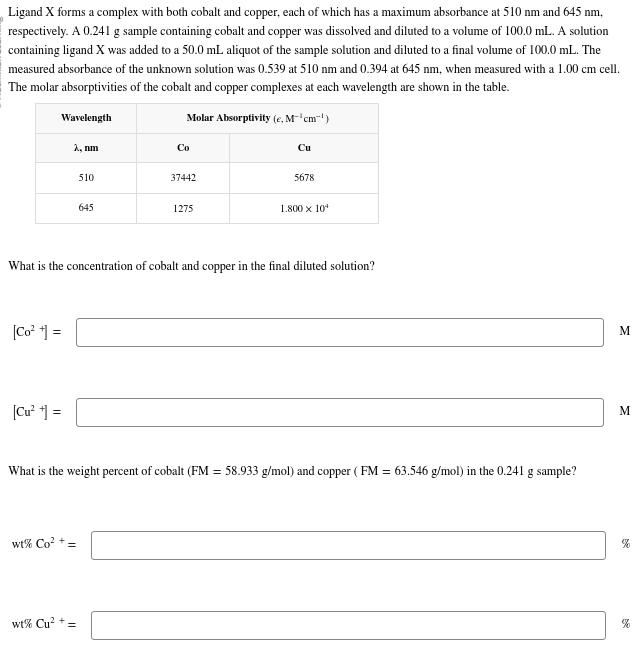 Solved Ligand x ﻿forms a complex with both cobalt and | Chegg.com