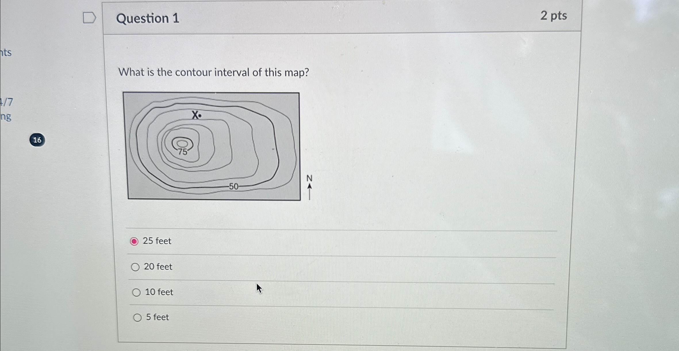 Solved Question 12 ﻿ptsWhat is the contour interval of this | Chegg.com