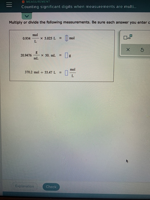 Solved O MEASUREMENT Counting significant digits when | Chegg.com