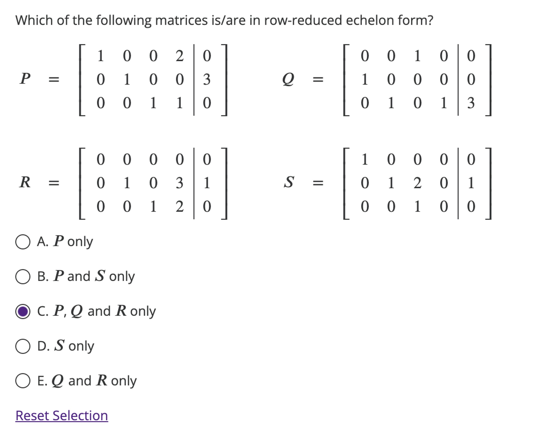 Solved Which of the following matrices is/are in row-reduced | Chegg.com
